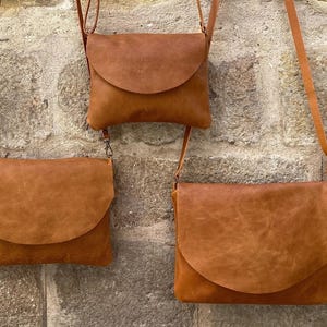 Hand Made TAN Color Leather Bag. Tan Crossbody Purse. Soft Leather Bag ...