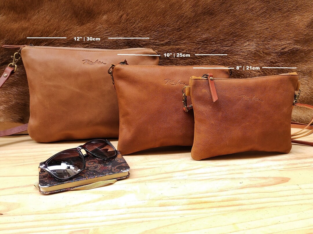 Handmade Tan Leather Crossbody Bag: Small/medium Zippered Purse or ...