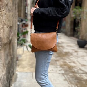 Hand Made TAN Color Leather Bag. Tan Crossbody Purse. Soft Leather Bag ...