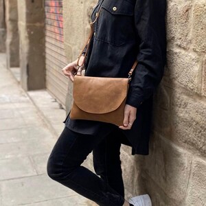 Hand Made TAN Color Leather Bag. Tan Crossbody Purse. Soft Leather Bag ...