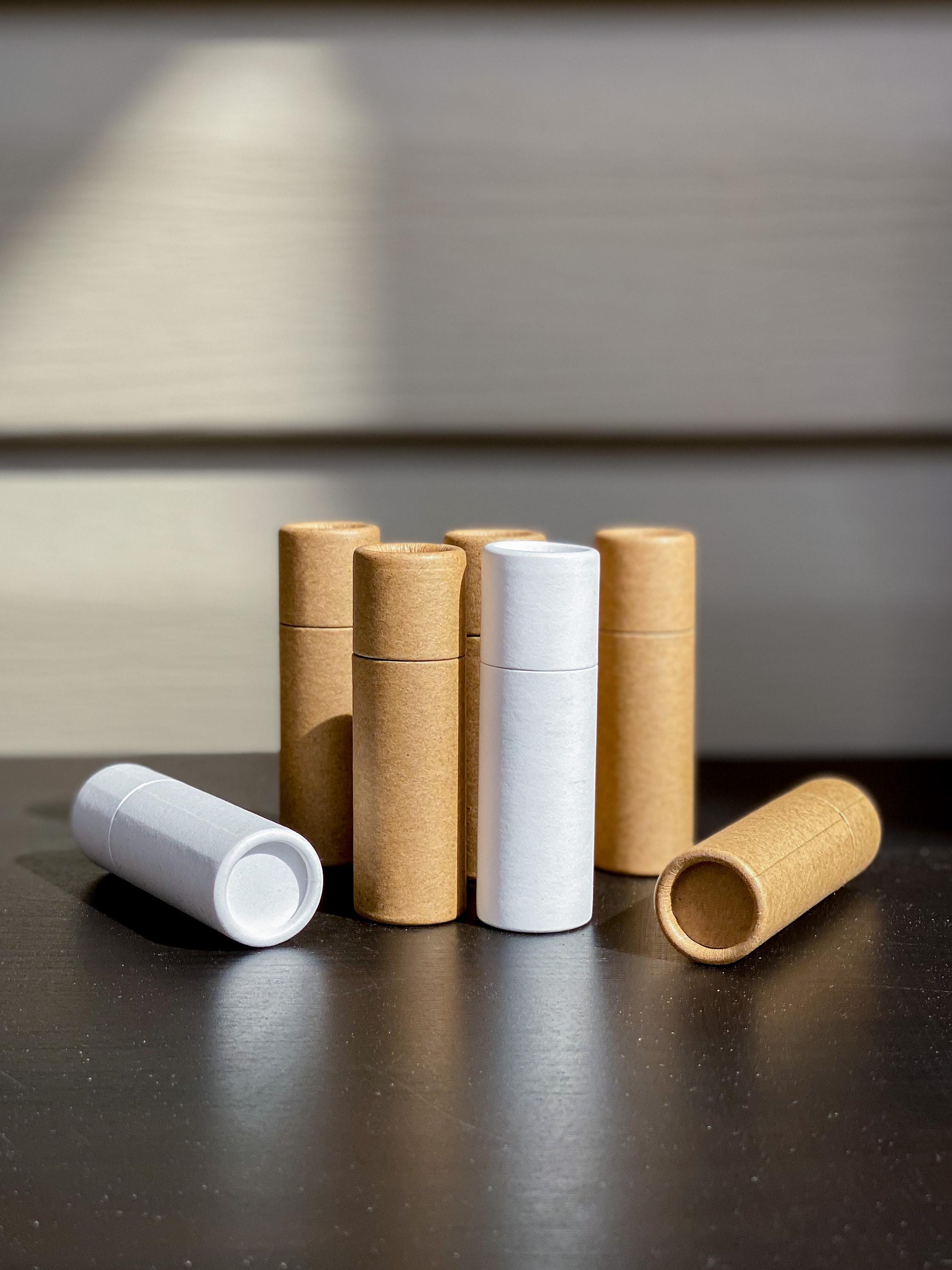 50 Biodegradable Lip Balm Tubes – 0.3oz Kraft Paperboard Containers ...