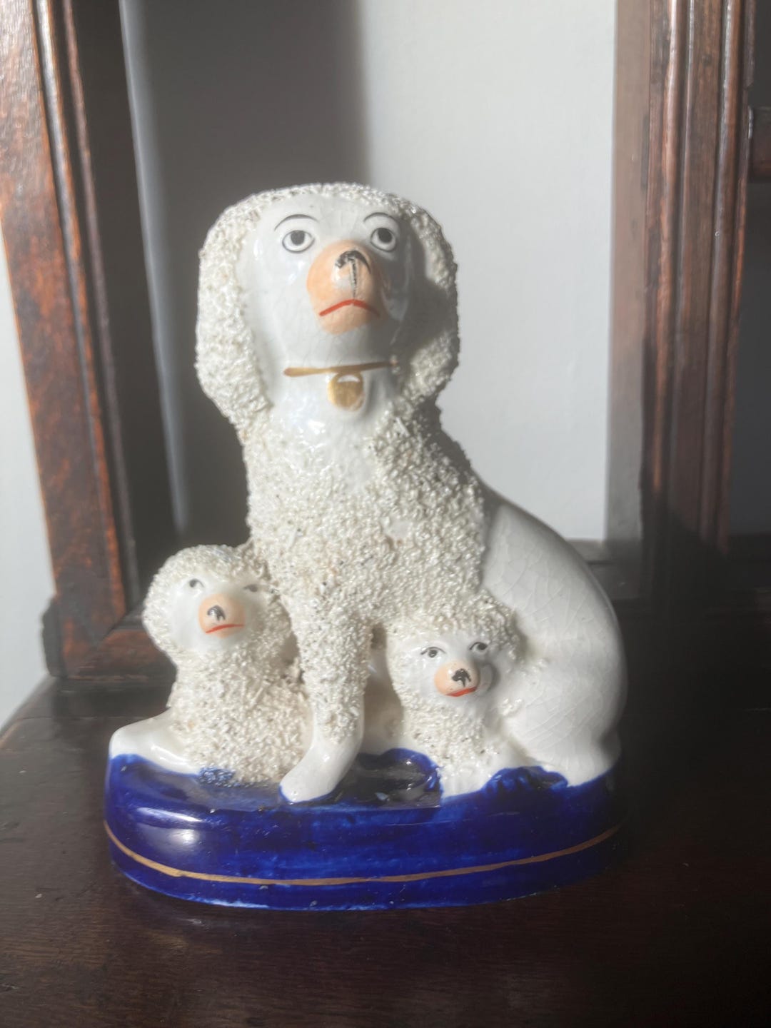 Victorian-1860s English Staffordshire Poodle Figure- Mum With 2 Pups - Etsy