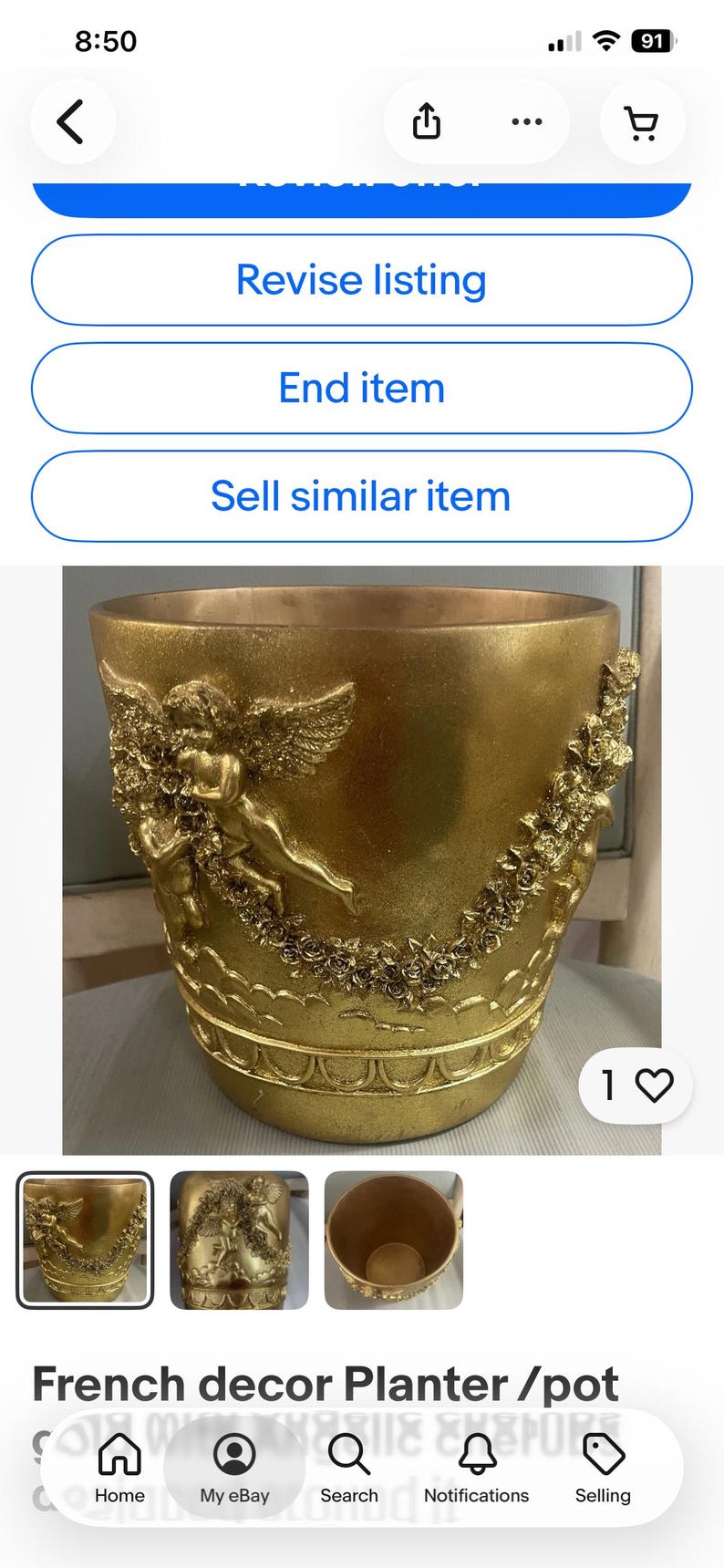 French Style Gold Cherub Planter Ornate Gilt Angel Decor Decorative ...
