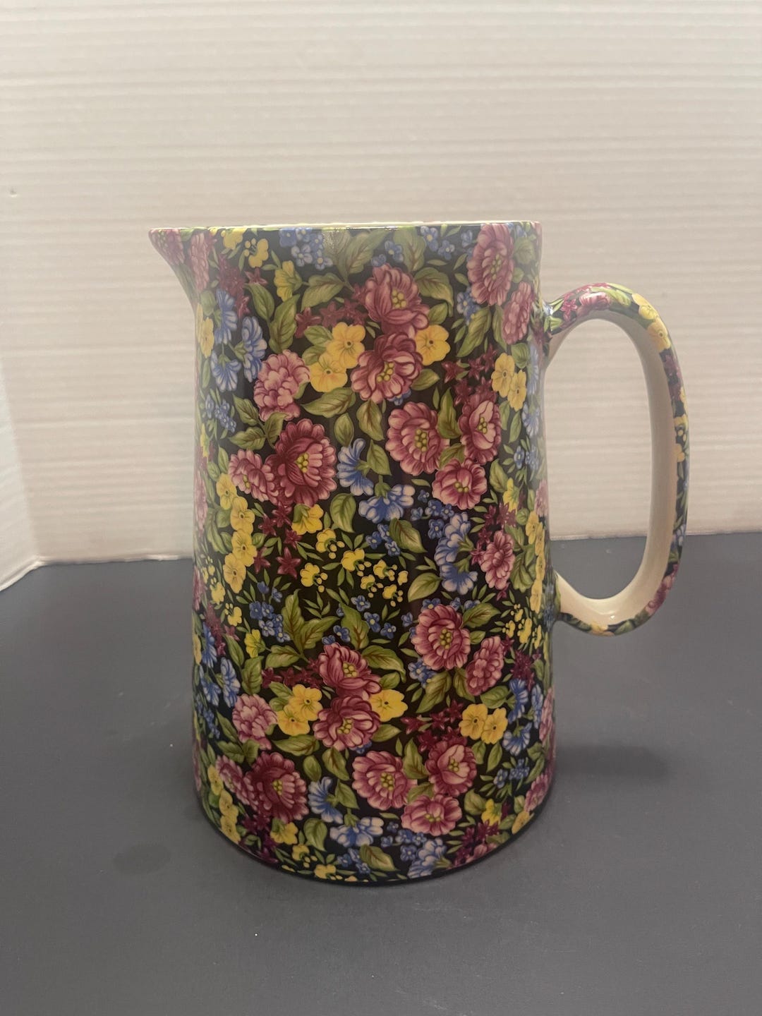 Vintage Crown Burslem Chintz Floral Pitcher English Staffordshire ...