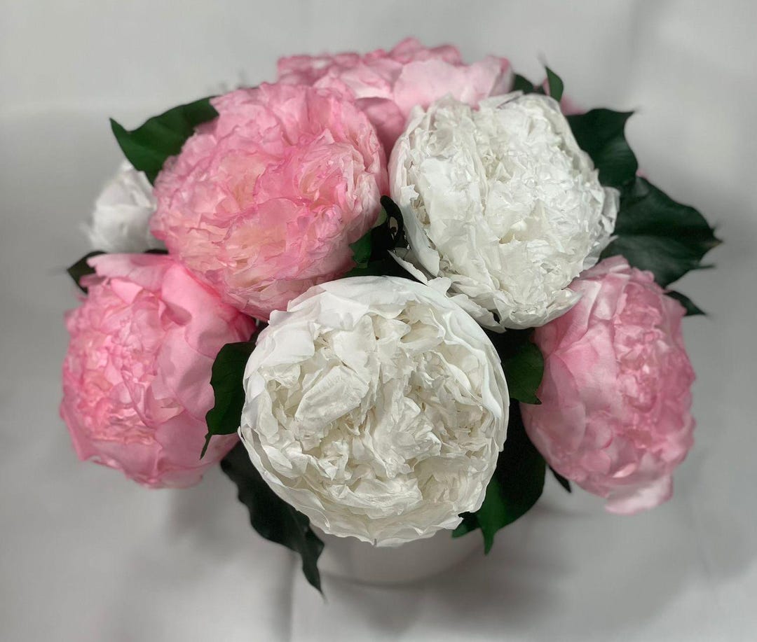 LUX Preserved Peonies in Ceramic Vase , Preserved Flowers, Bouquet ...
