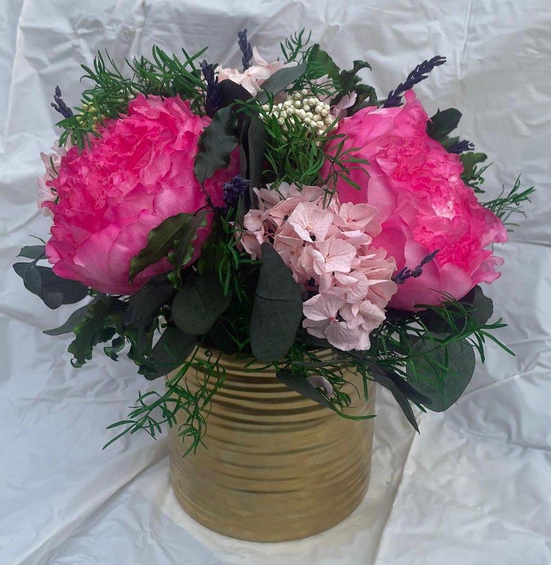 Preserve Flower, Preserved PEONIES in Ceramic Vase Valentine Gift ...