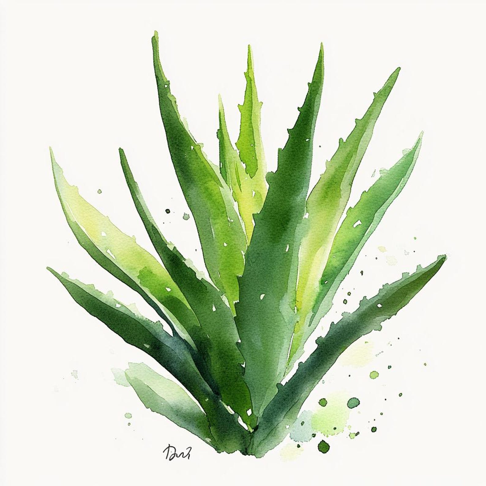 12 Watercolor Aloe Vera Prints, Plant Clipart, Minimalistic Art ...
