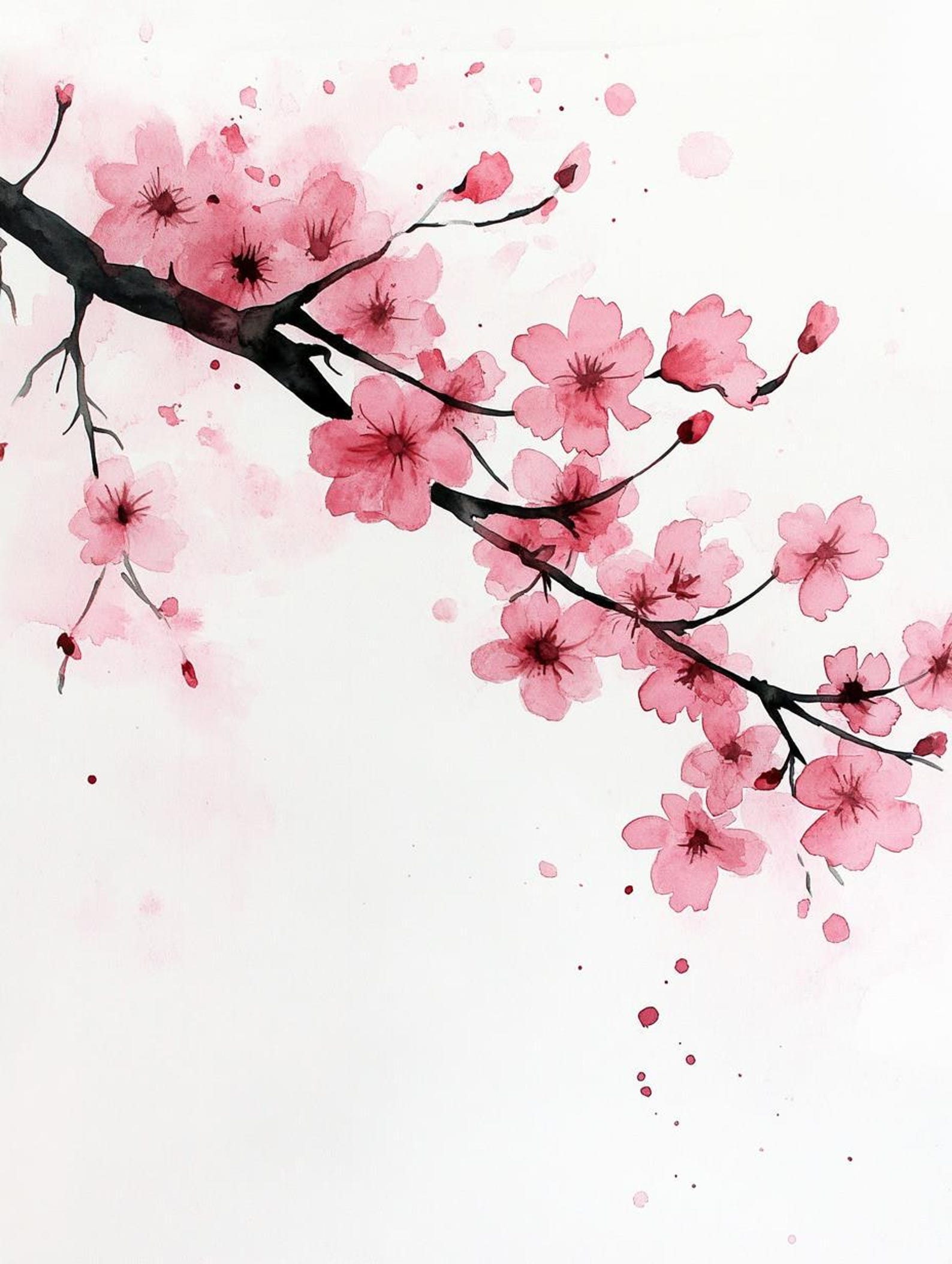12 Japanese Cherry Trees Clipart, Watercolor, Cherry Tree Clipart ...