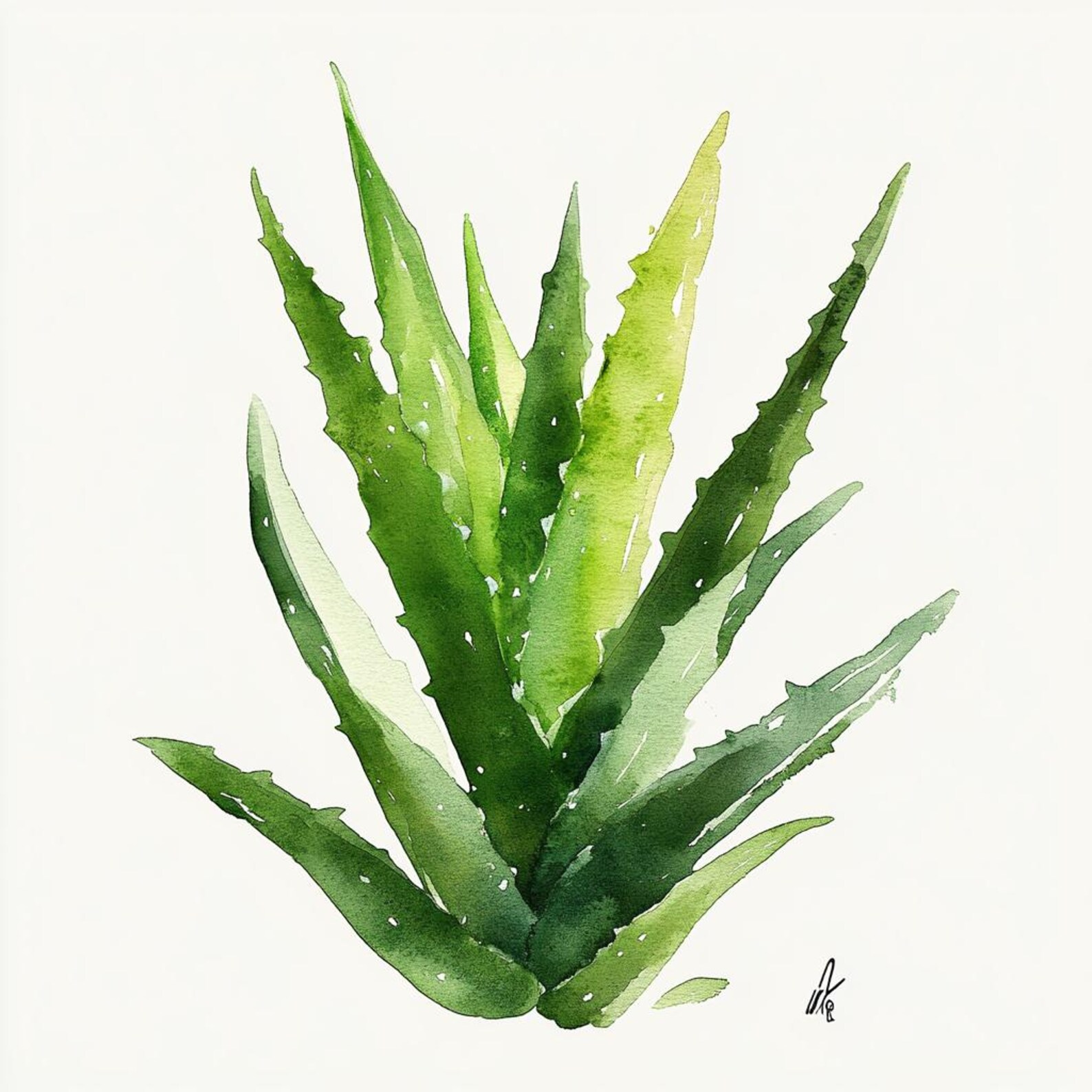 12 Watercolor Aloe Vera Prints, Plant Clipart, Minimalistic Art ...
