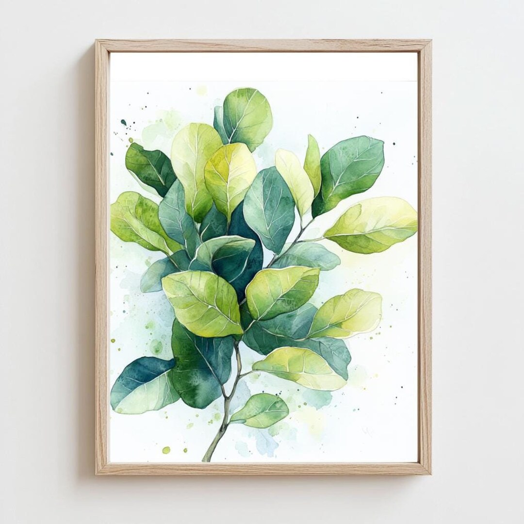 9 Watercolor Fiddle Leaf Fig Prints, Plant Clipart, Minimalistic Art ...