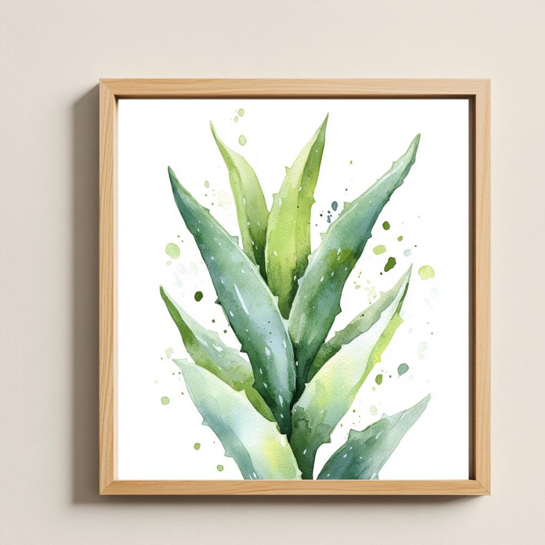 9 Watercolor Aloe Vera Prints, Plant Clipart, Minimalistic Art ...