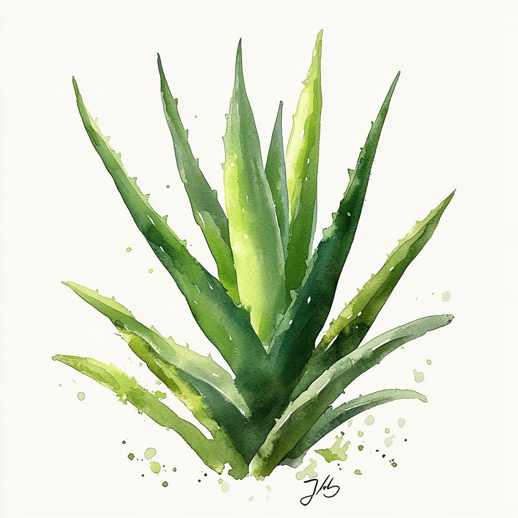 12 Watercolor Aloe Vera Prints, Plant Clipart, Minimalistic Art ...