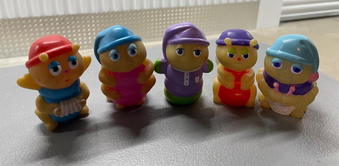 Vintage Playskool Glo Worm Friends Hasbro Glow Finger Puppets Lot of 5 ...