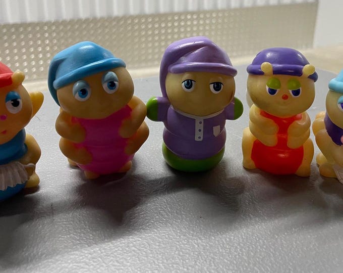 Vintage Playskool Glo Worm Friends Hasbro Glow Finger Puppets Lot of 5 ...