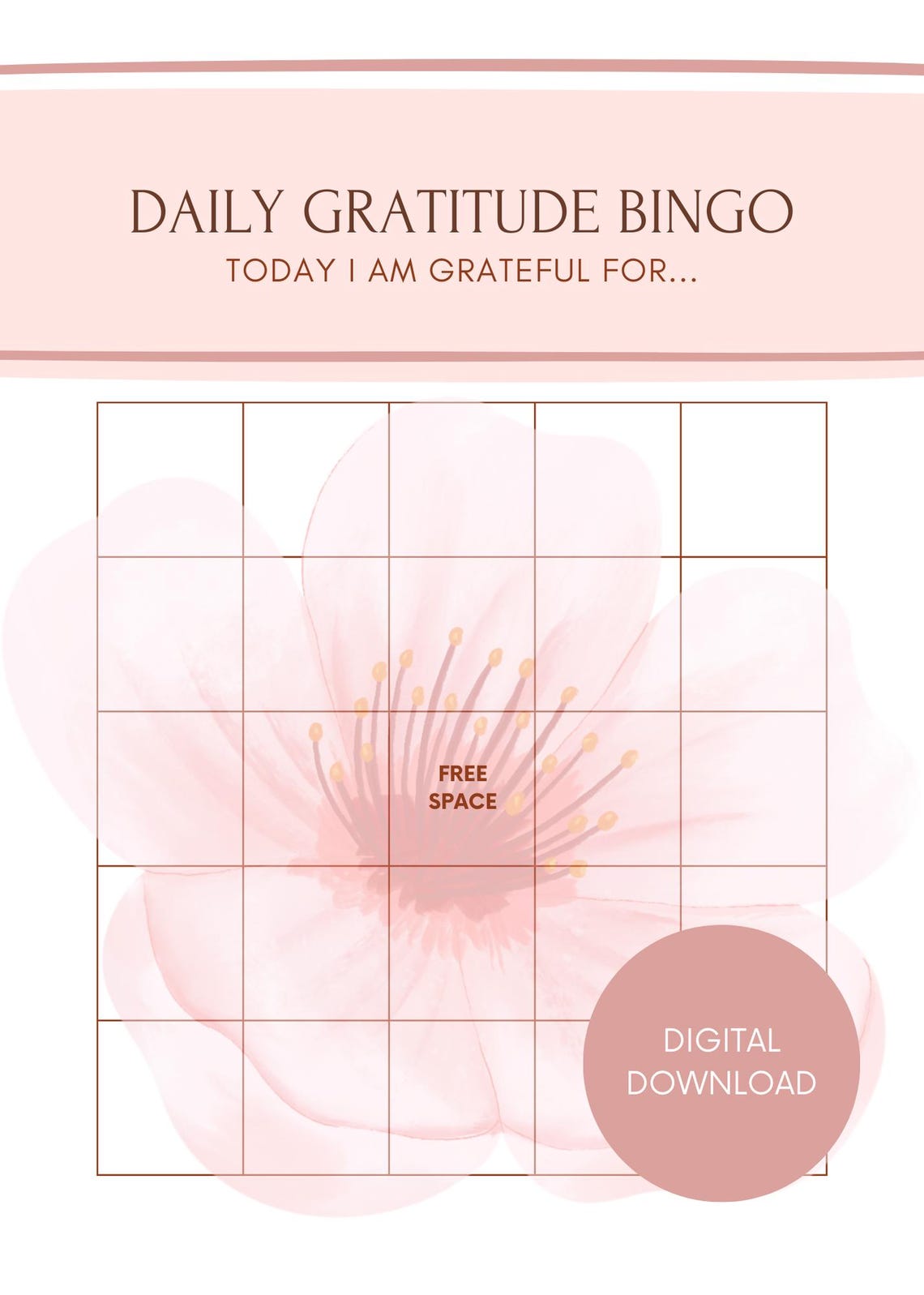 Daily Gratitude Bingo - Etsy