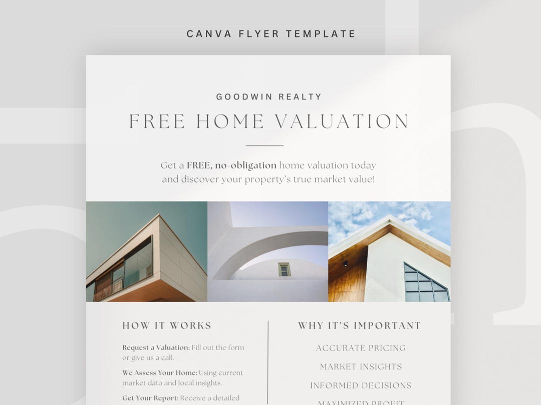 Real Estate Home Valuation Flyer Template: Minimalist Design (canva) - Etsy