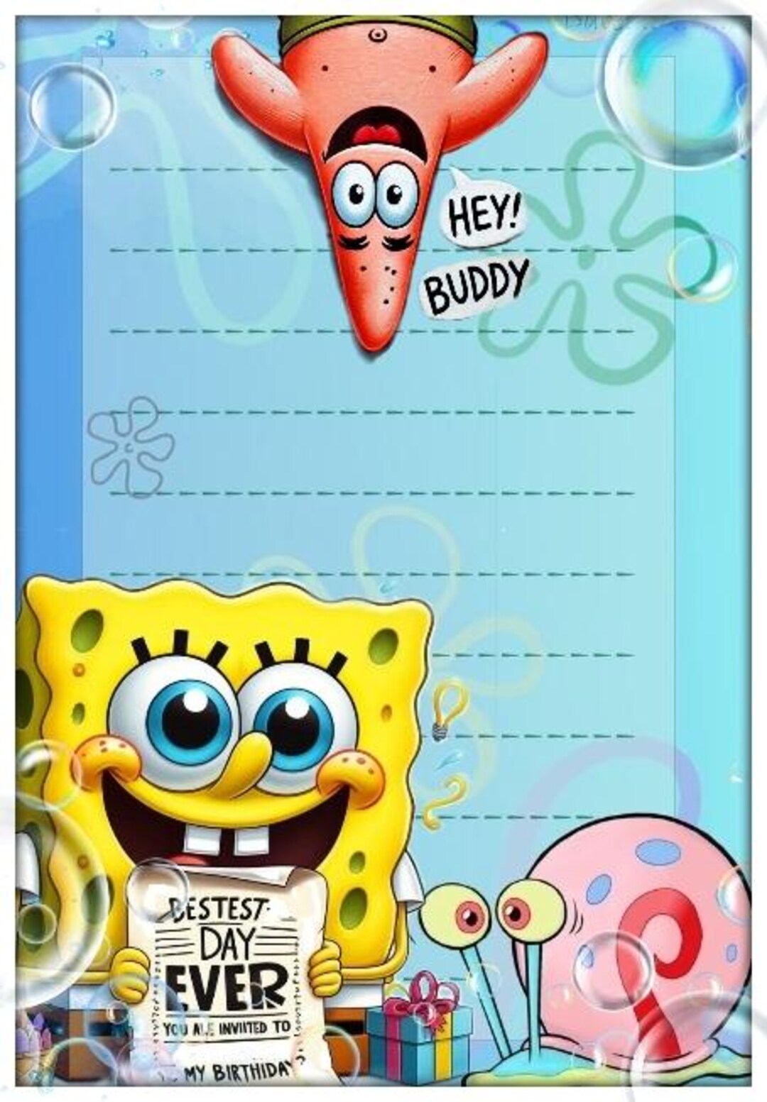 Spongebob Invitation Note Paper - Etsy