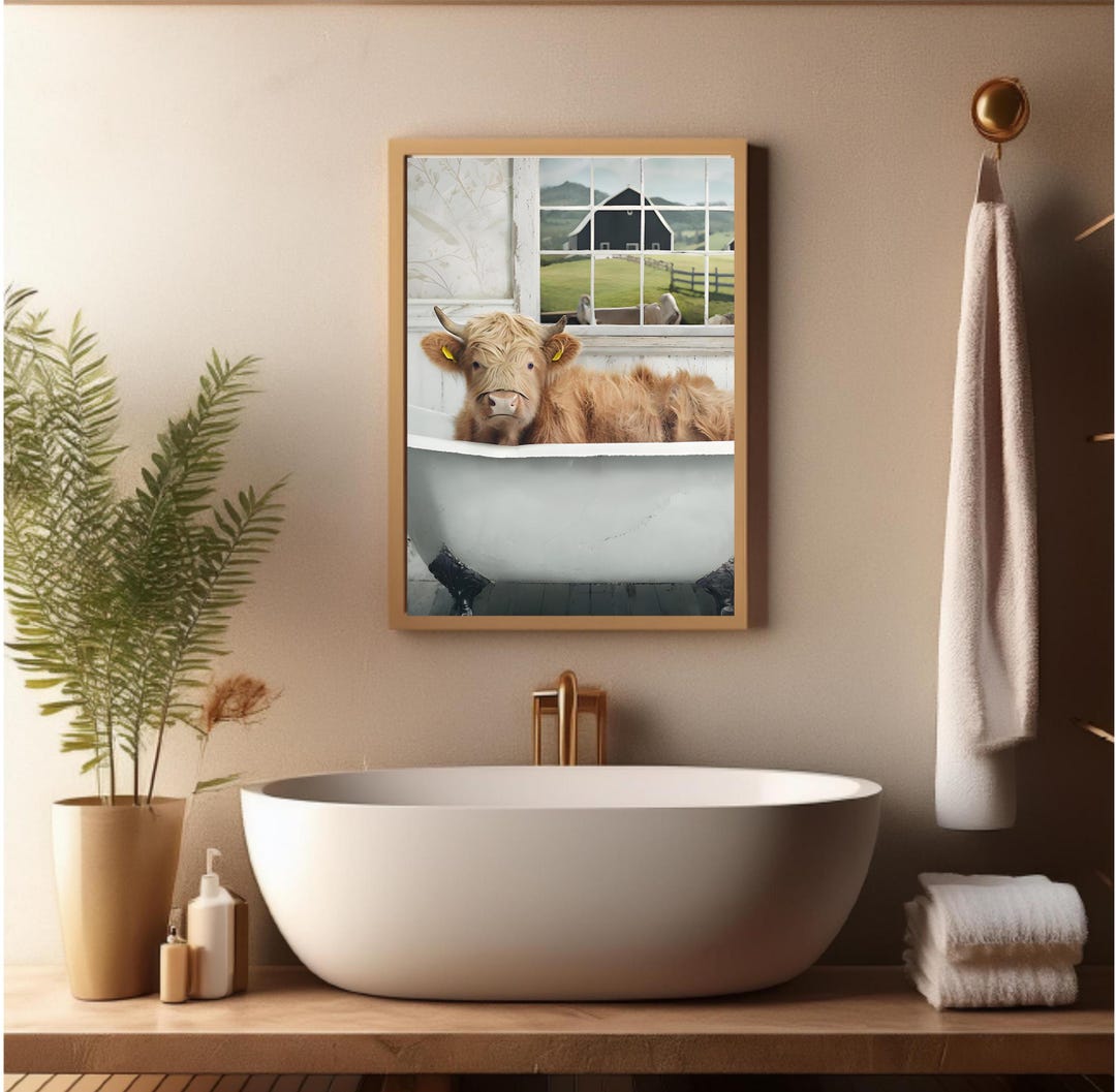 Cow Bathroom Art | Cow Bathroom Decor | Funny Cow Art | Cow Picture ...