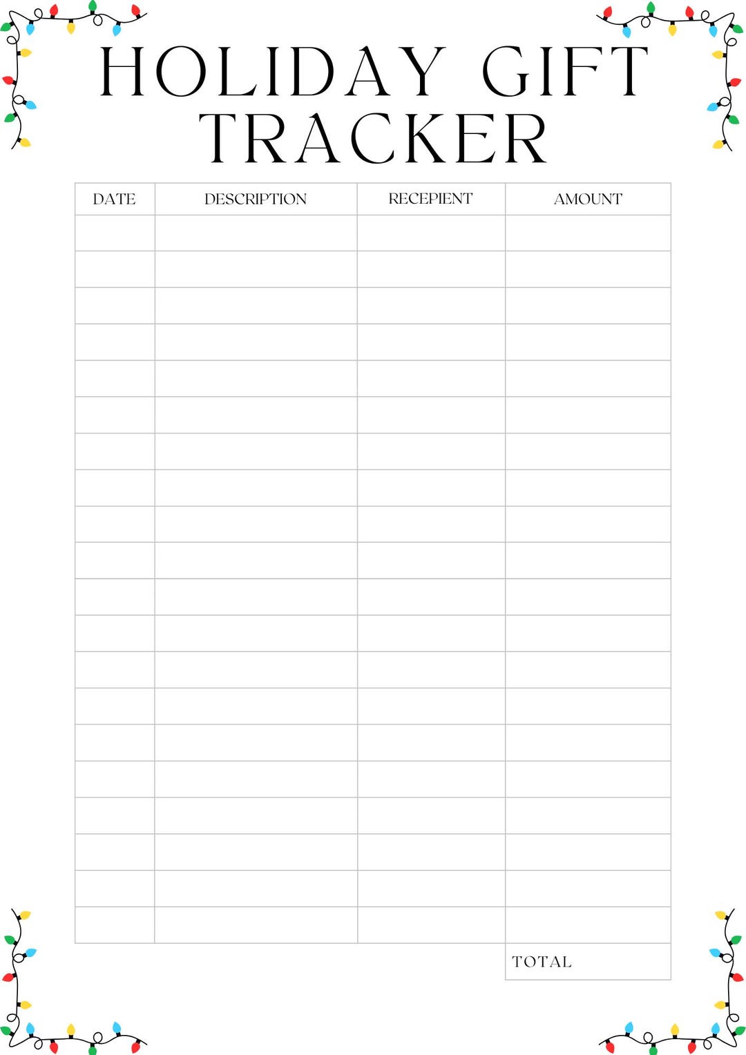 Printable Holiday Gift Tracker, Gift Budget, Printable Christmas Gift ...