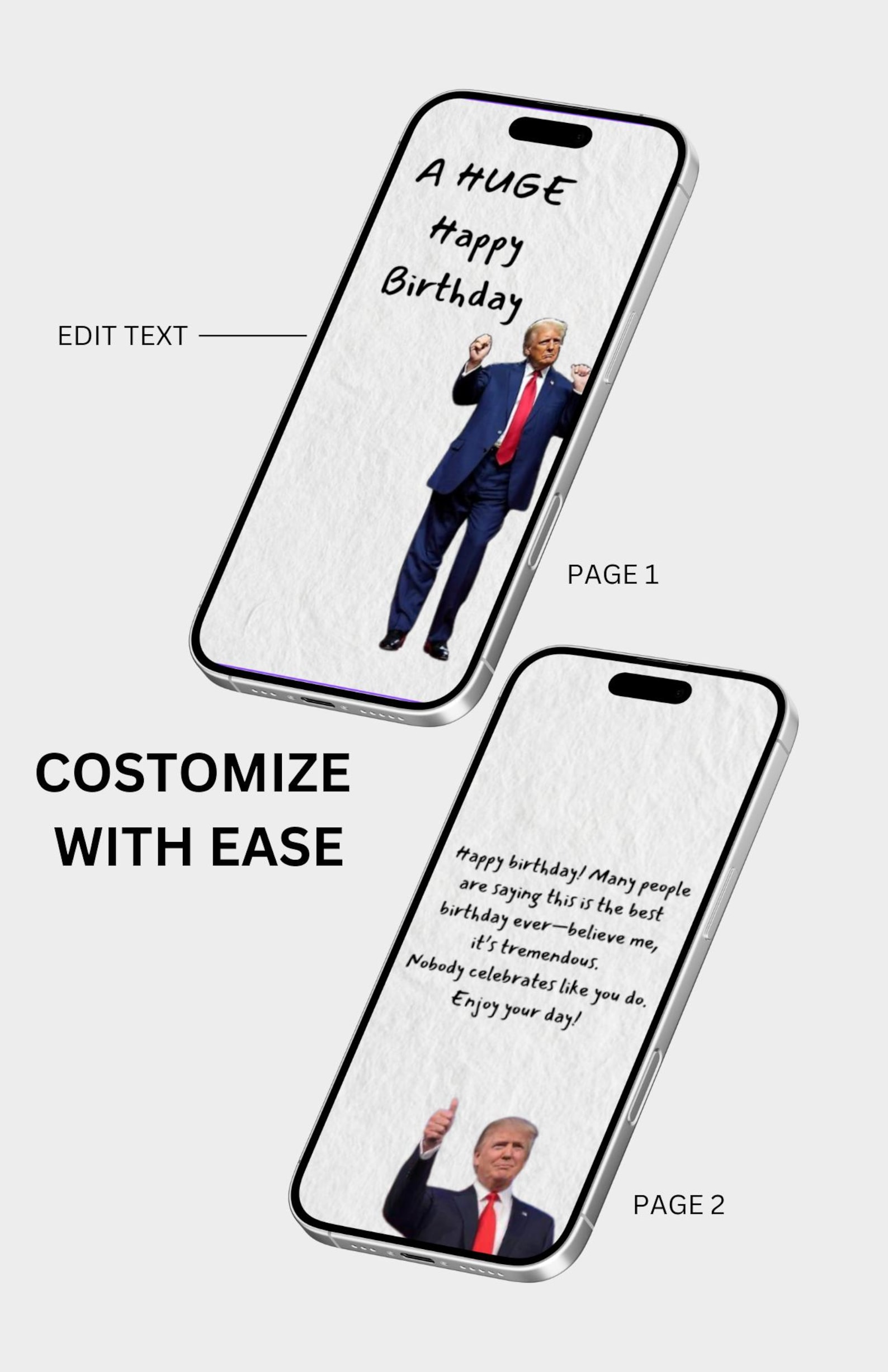 Make Birthdays Great Again: Funny Trump Card Template - Etsy