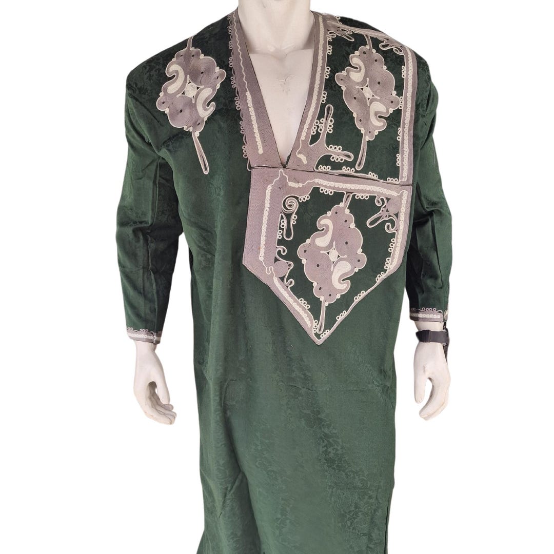 Luxury Hand-embroidered Moroccan Gandoura for Men – Traditional Kaftan ...