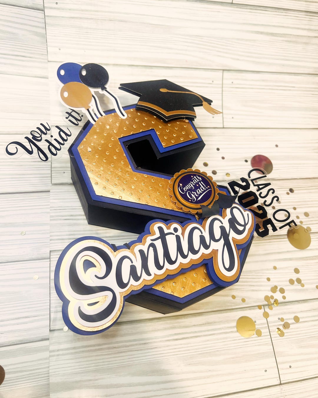Graduation 3D Letter, Blue and Black Customized Capital Letter and ...