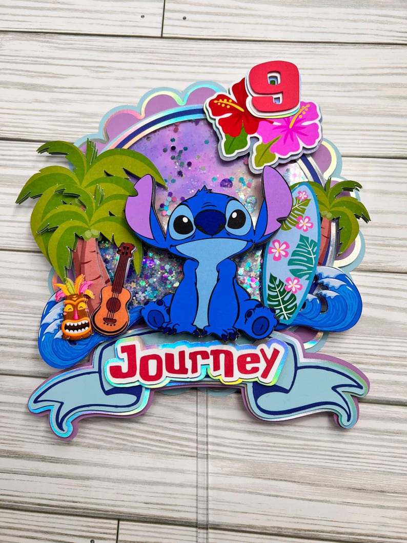 Stitch Cake Topper With Shaker, Custom Lilo and Stitch Party Decoration ...
