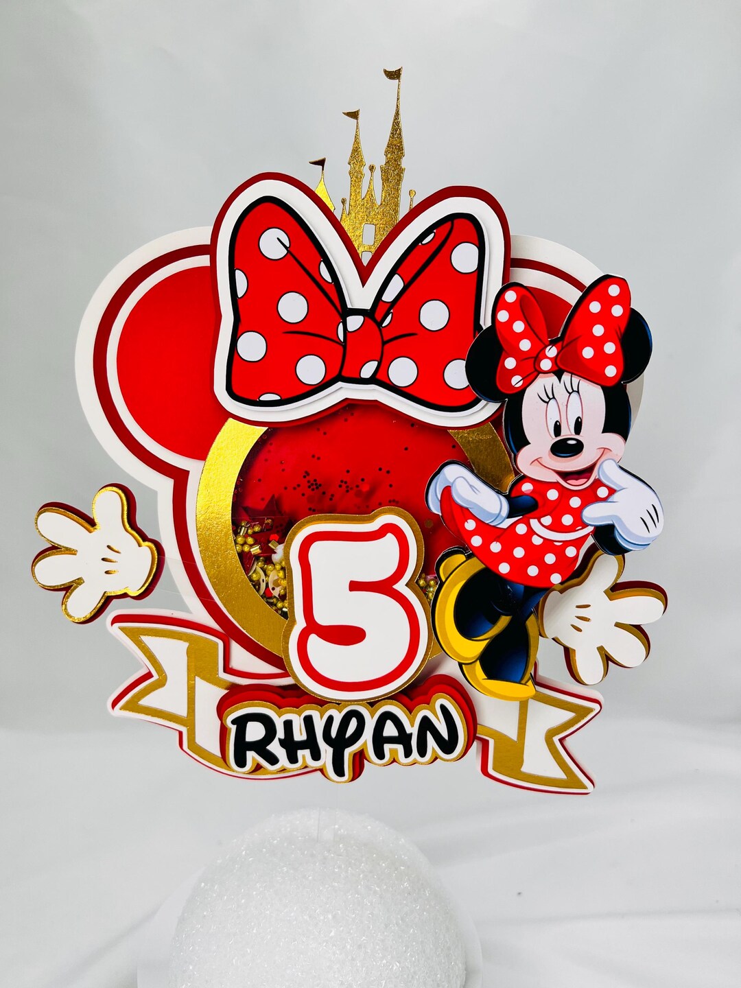 Red Minnie Mouse Cake Topper With Shaker, Custom Minnie Party ...