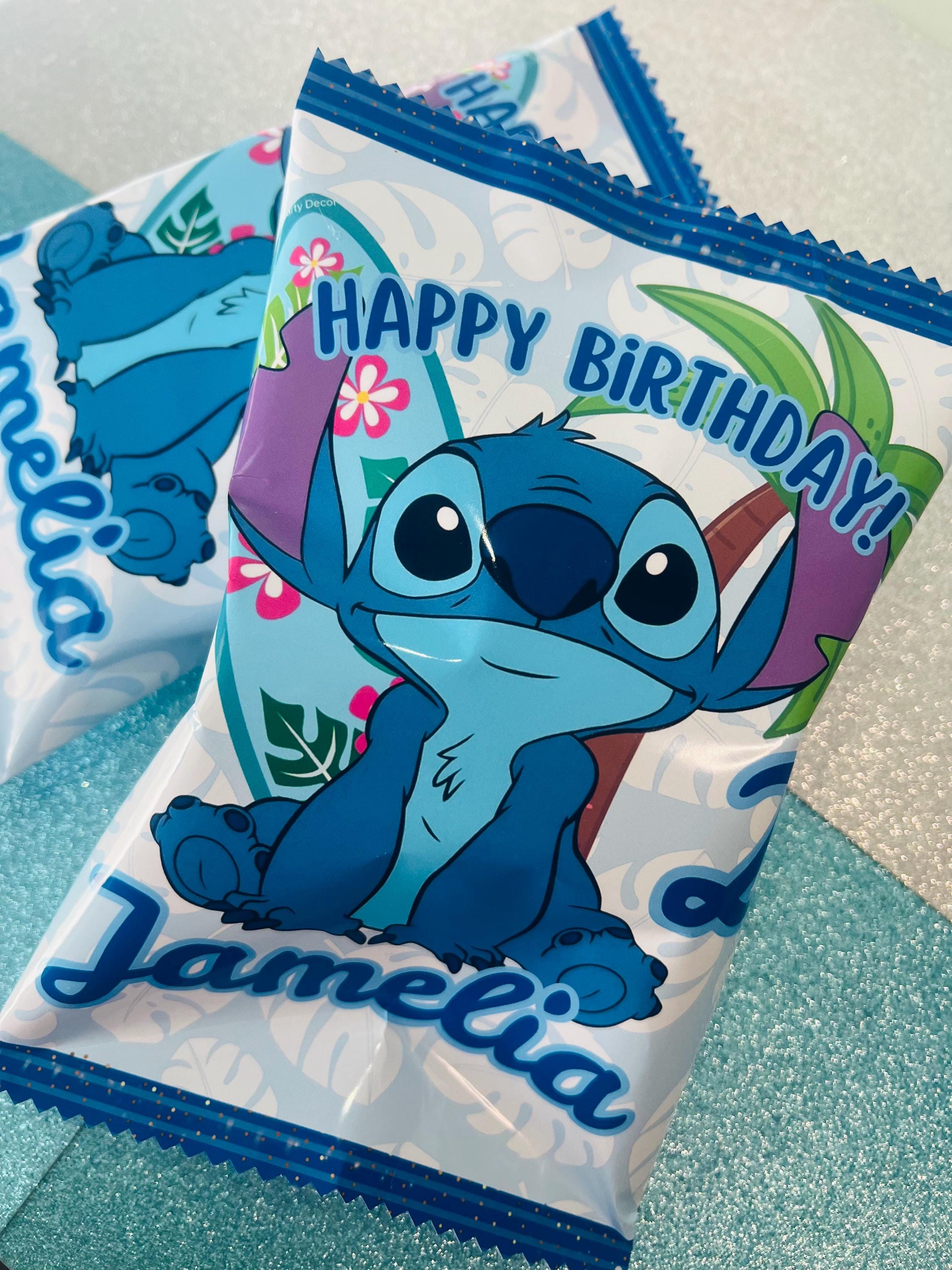Stitch Birthday Custom Chip Bags, Lilo and Stitch Theme Snack Bags With ...