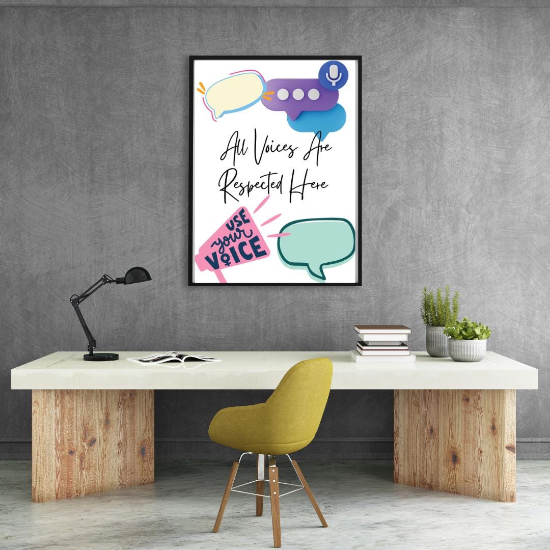 All Voices Are Respected Here Poster | Motivational & Inclusive Office ...
