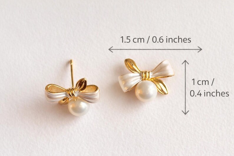Tiny Pearl Bow Stud Earrings/ Minimal Gift for Her / Cute Everyday ...