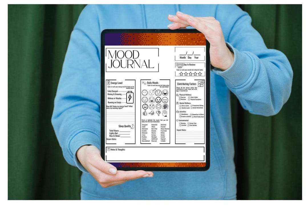 Printable Daily Mood Journal Template (pixels) - Etsy