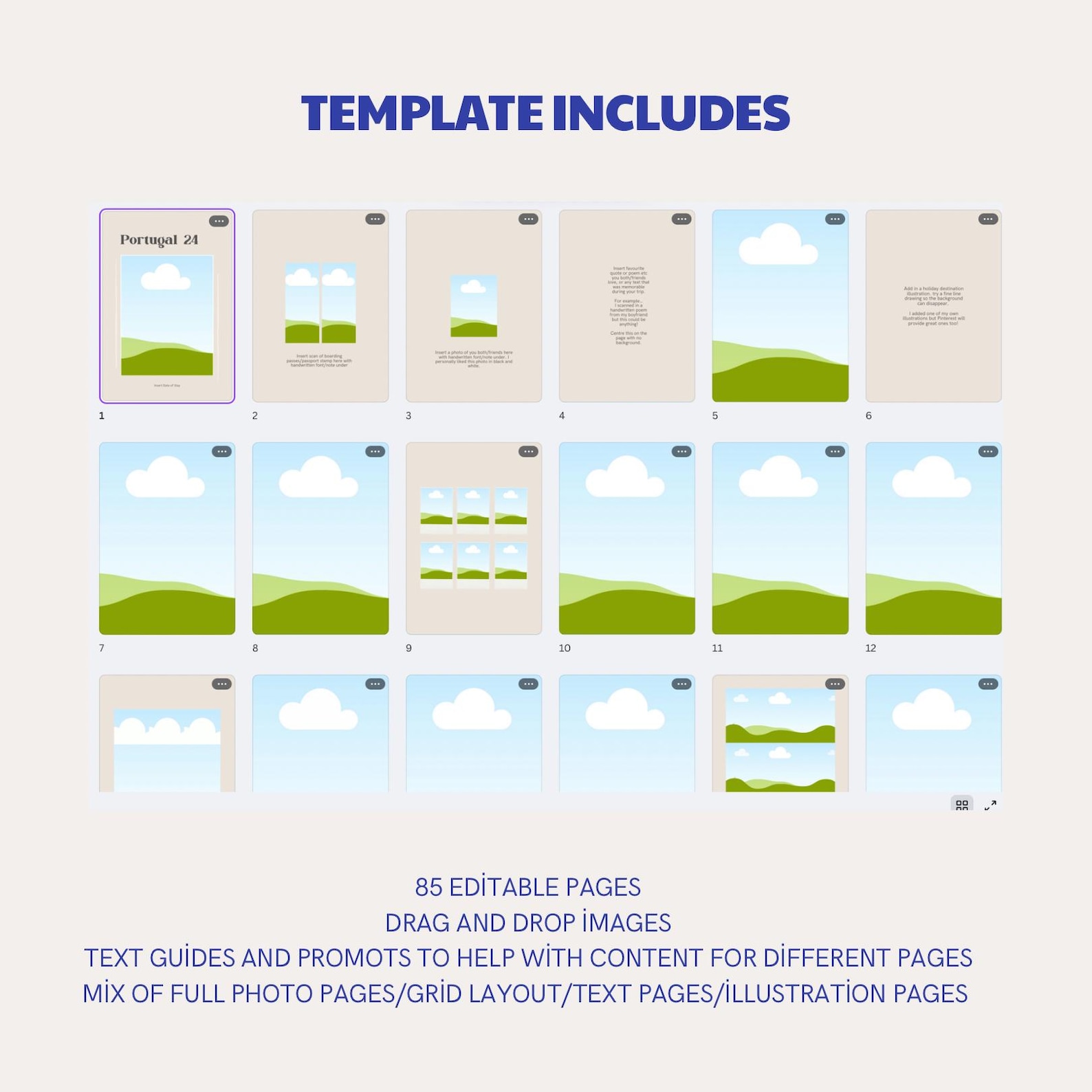 Fully Customizable Digital Photobook Template – 85 Editable Pages in ...