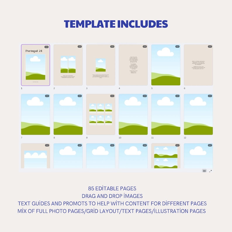 Fully Customizable Digital Photobook Template – 85 Editable Pages in ...