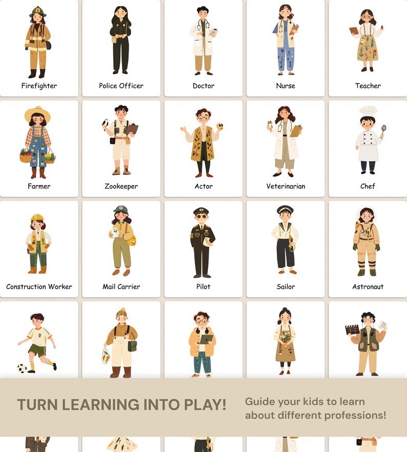 Professions Flashcards for Kids: Montessori Learning Cards (digital ...