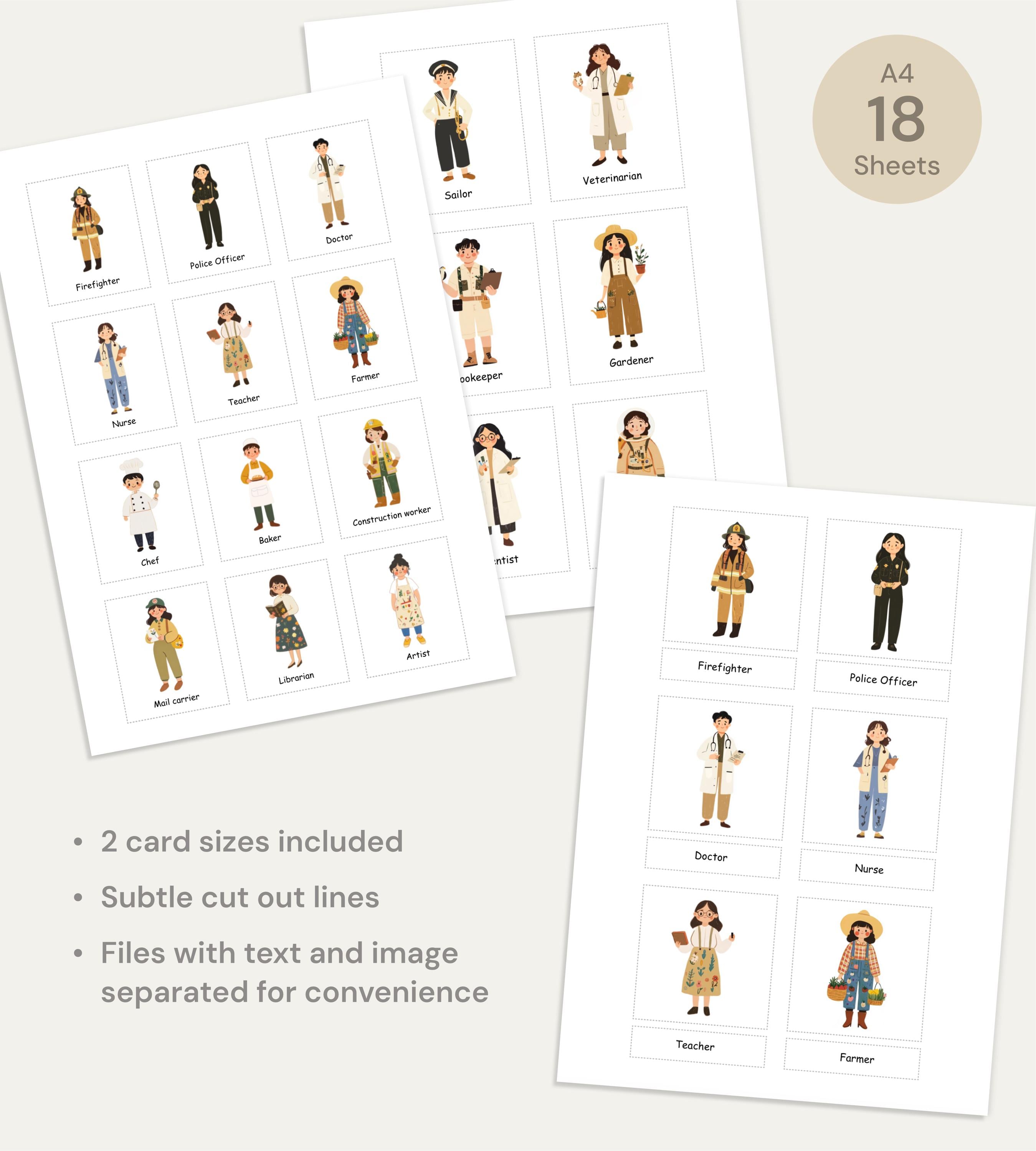 Professions Flashcards for Kids: Montessori Learning Cards (digital ...