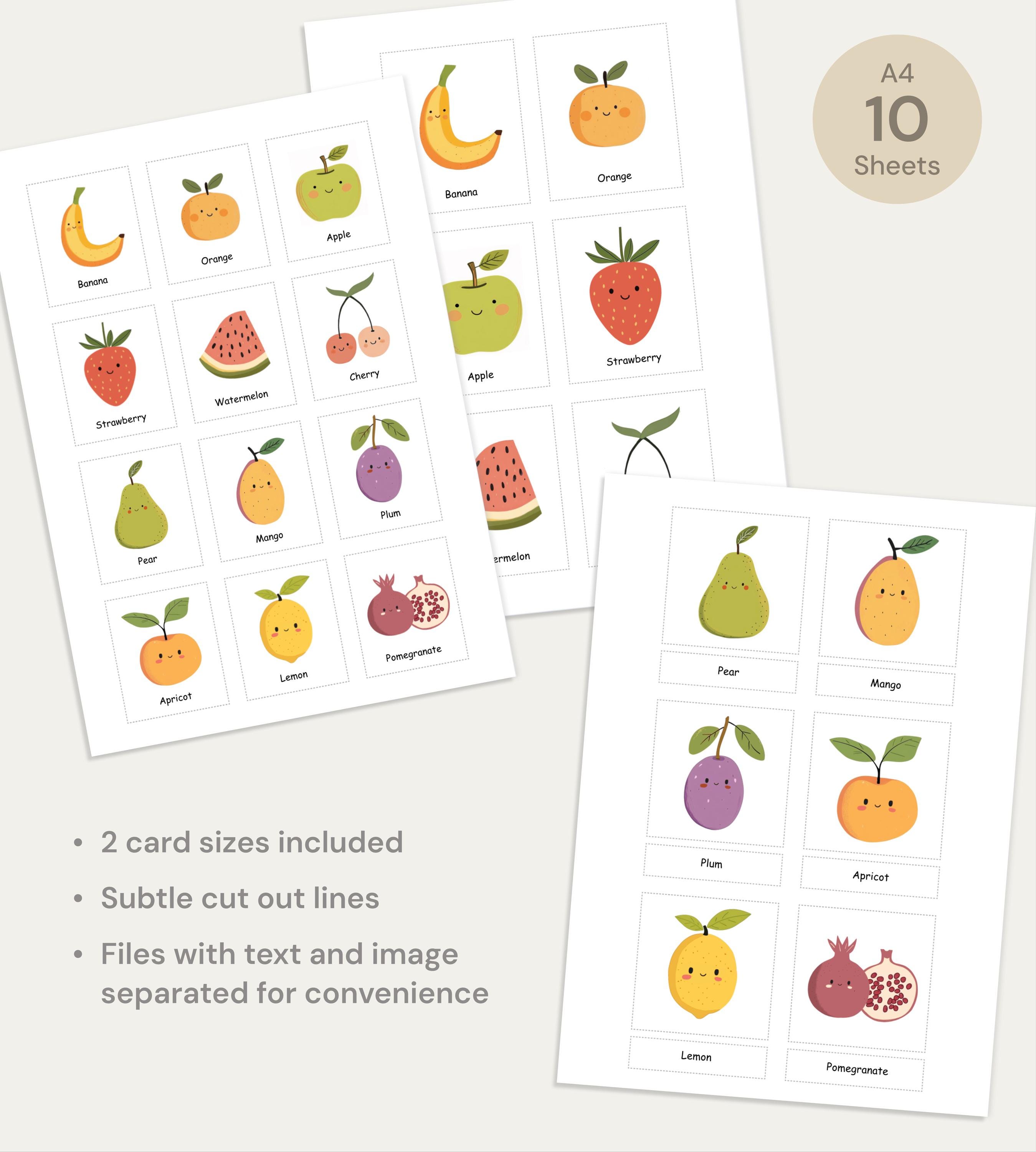 Fruits & Vegetables Flashcards: Montessori Educational Cards (digital ...