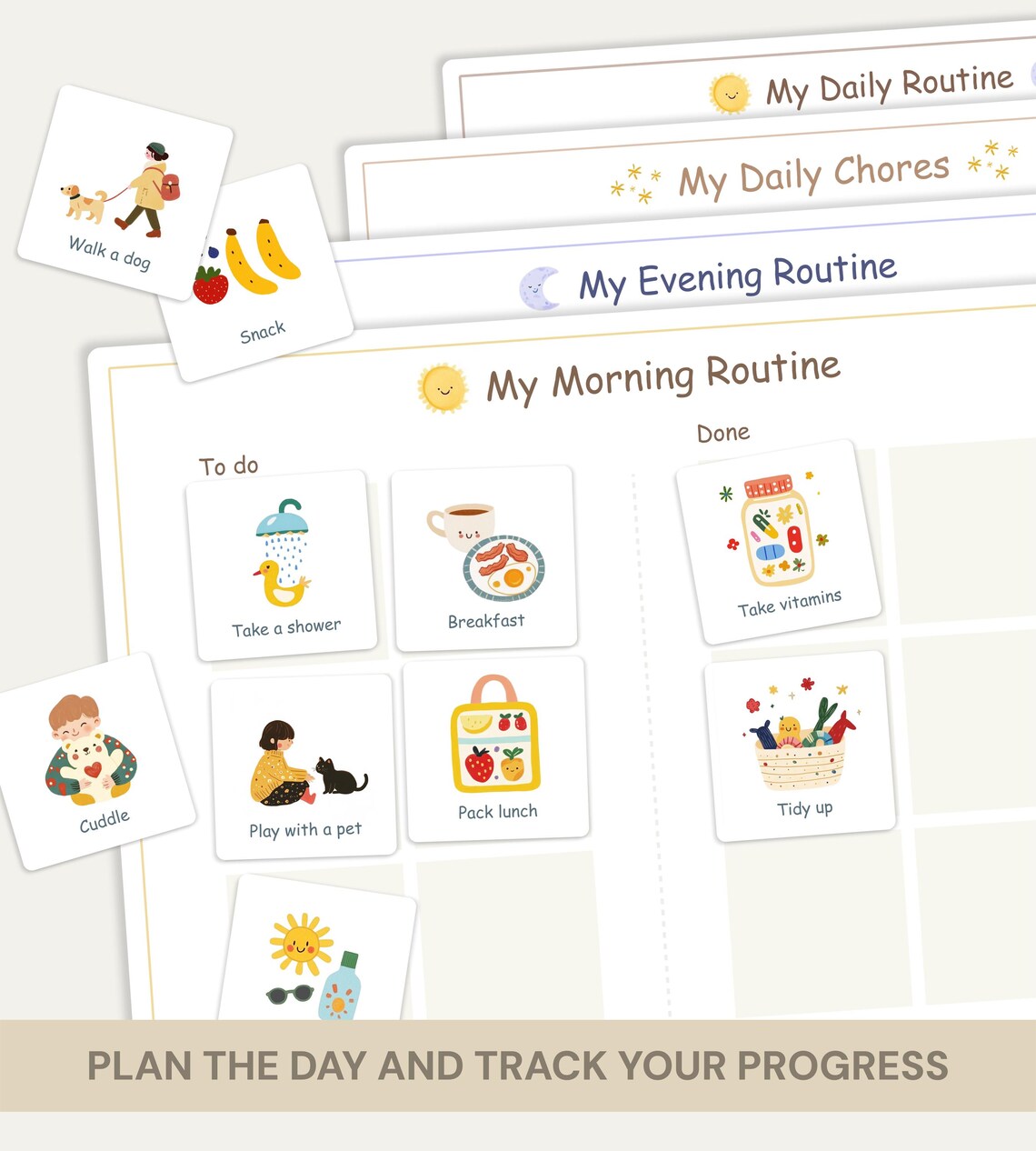 Daily Routine Cards Visual Schedule Toddler Routine Chart for Kids ...