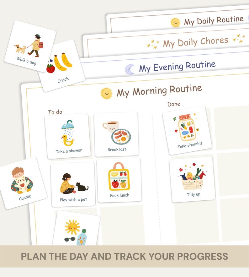 Daily Routine Cards Visual Schedule Toddler Routine Chart for Kids ...