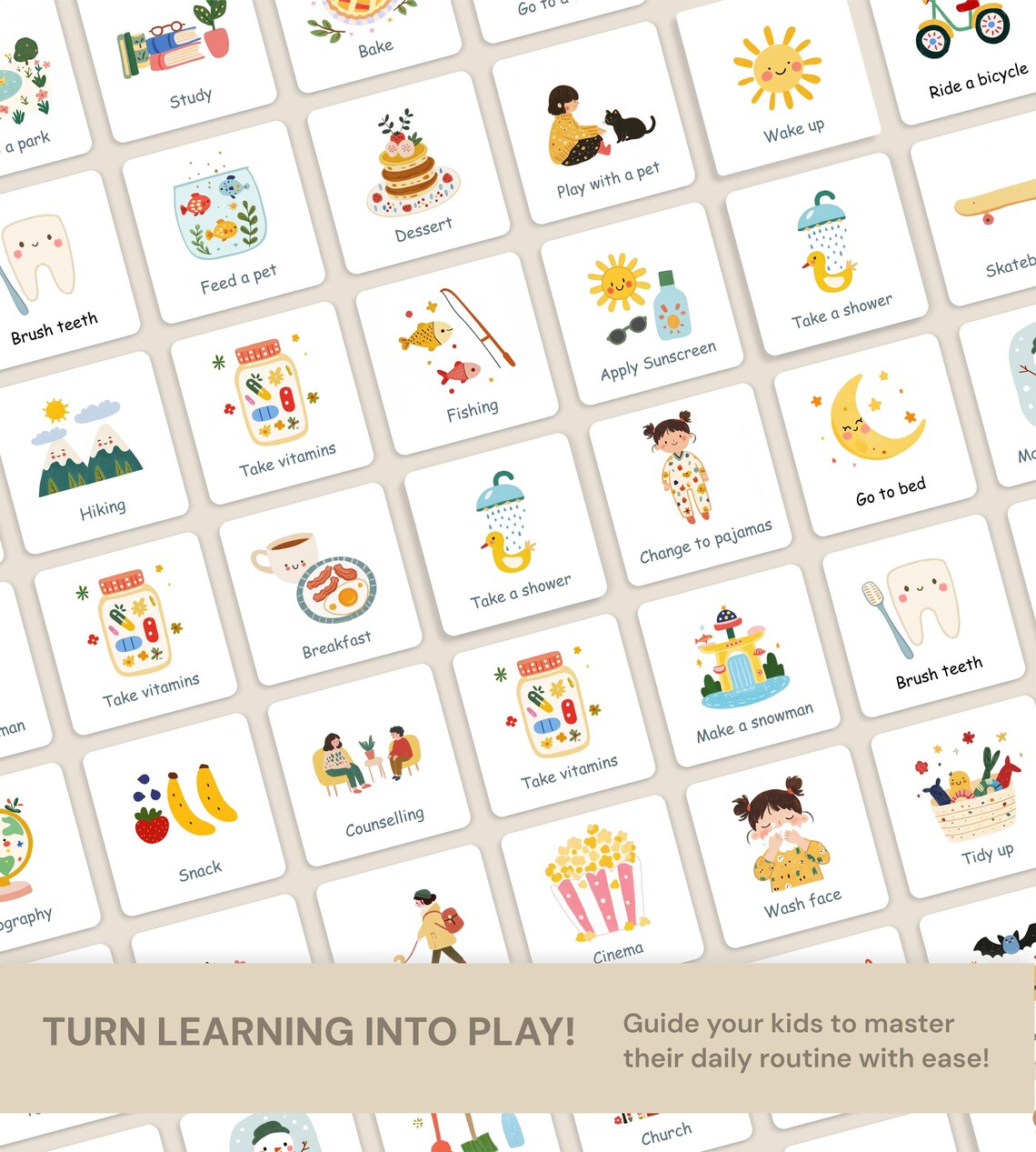 Daily Routine Cards Visual Schedule Toddler Routine Chart for Kids ...