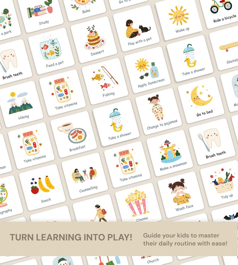 Daily Routine Cards Visual Schedule Toddler Routine Chart for Kids ...