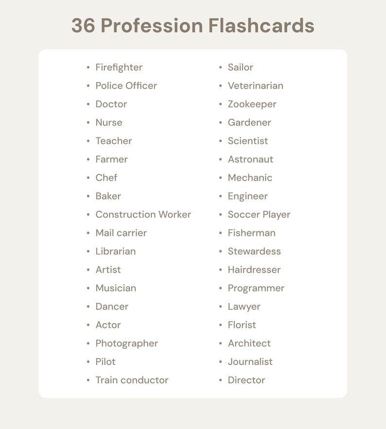 Professions Flashcards for Kids: Montessori Learning Cards (digital ...