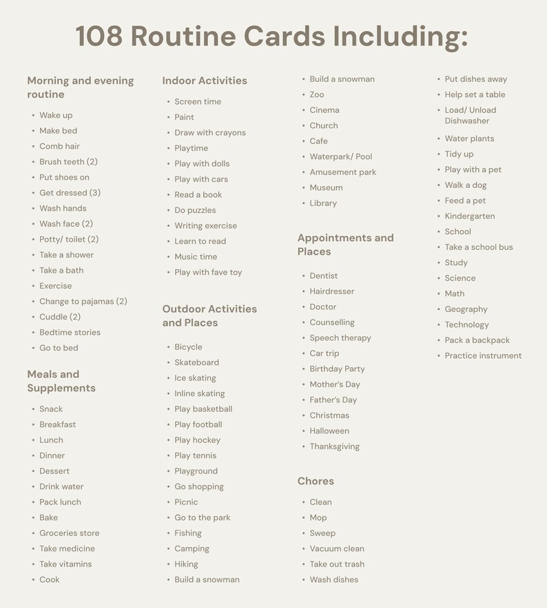 Daily Routine Cards Visual Schedule Toddler Routine Chart for Kids ...