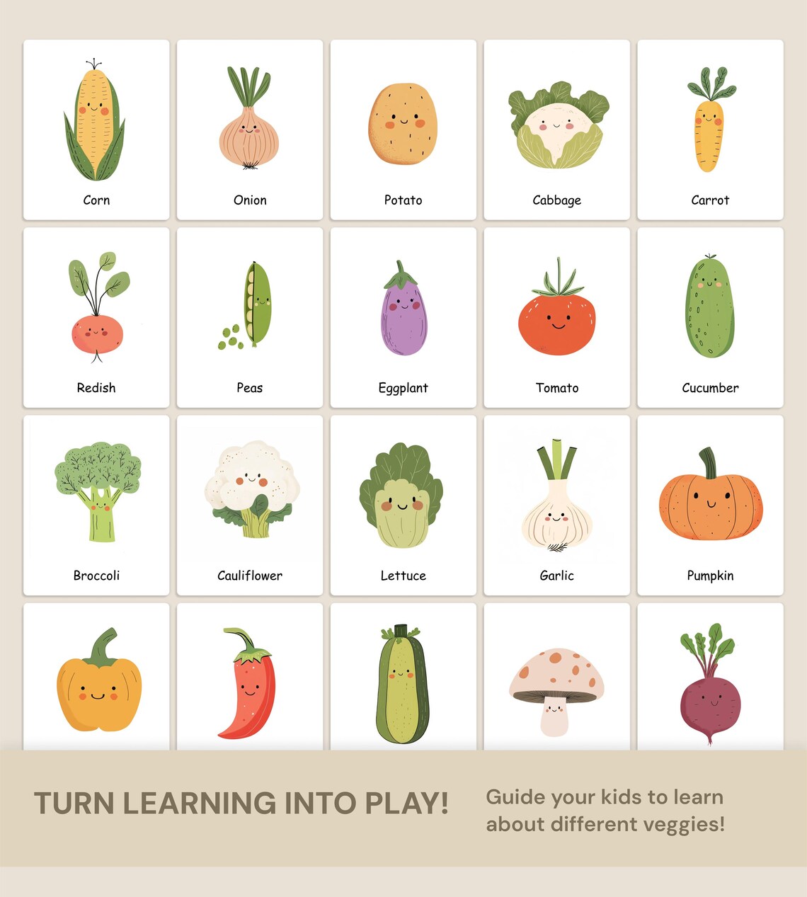 Vegetables Flashcards, Image Cards for Kids, Preschool, Nomenclature ...