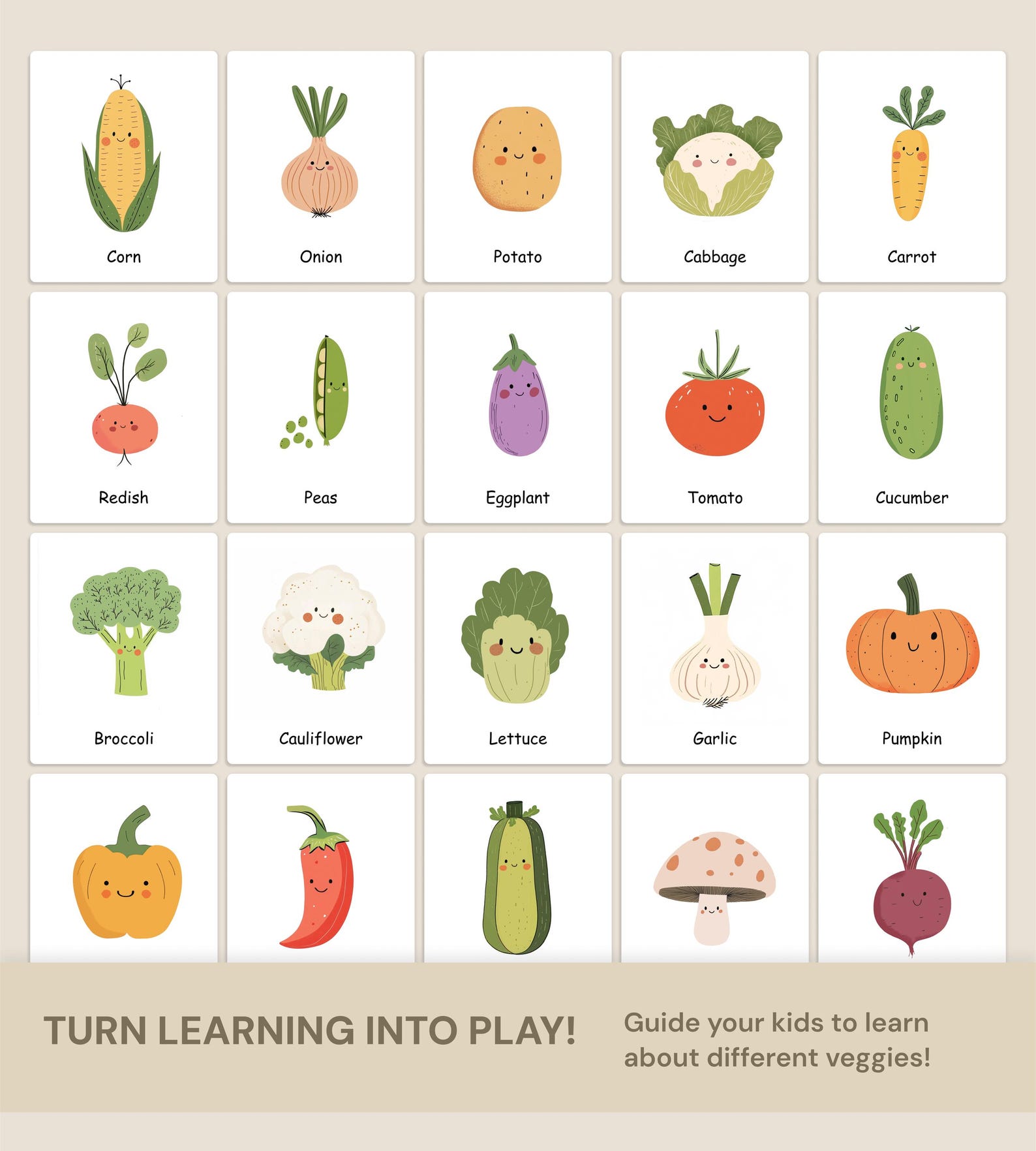 Vegetables Flashcards, Image Cards for Kids, Preschool, Nomenclature ...