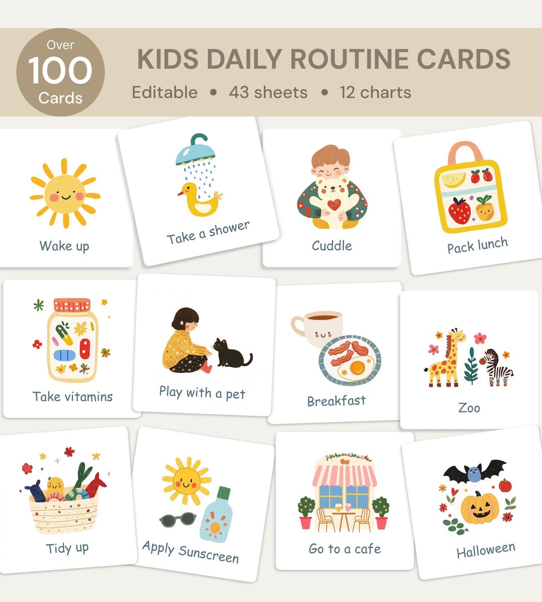 Daily Routine Cards Visual Schedule Toddler Routine Chart for Kids ...