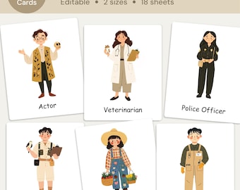 Professions Flashcards for Kids: Montessori Learning Cards (PDF-PNG ...
