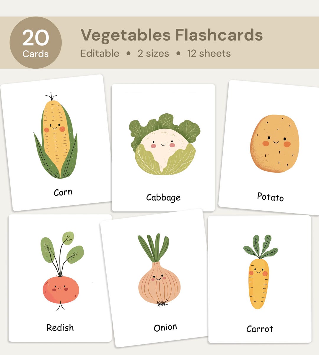 Vegetables Flashcards, Image Cards for Kids, Preschool, Nomenclature ...