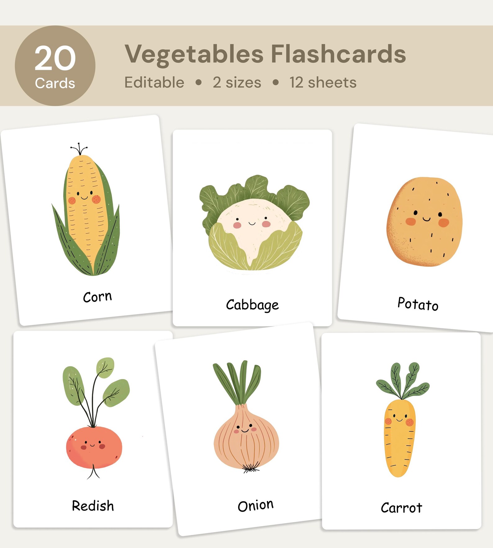 Vegetables Flashcards, Image Cards for Kids, Preschool, Nomenclature ...