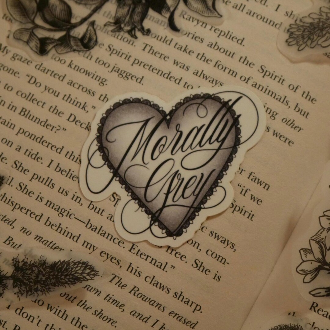 Morally Grey Heart Vinyl Sticker | Book Boyfriend, Bookish Merch ...